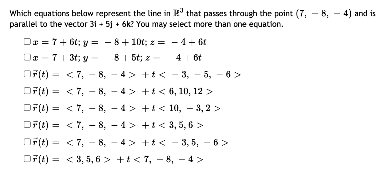 Solved Which equations below represent the line in R3 that | Chegg.com