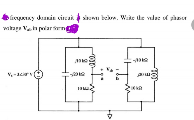 Solved frequency domain circuit is shown below. Write the | Chegg.com