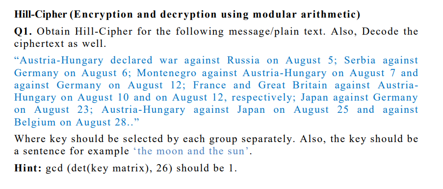 Hill Cipher Encryption And Decryption Using Modular 