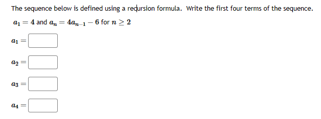 Solved The sequence below is defined using a recursion | Chegg.com