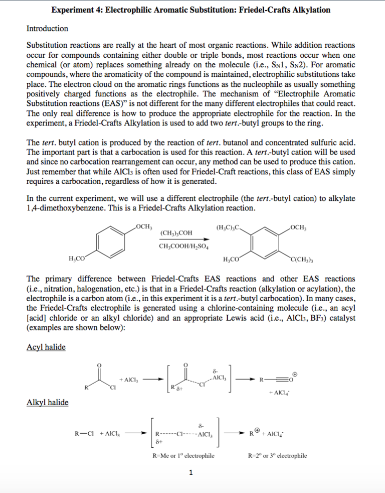 Solved Experiment 4: Electrophilic Aromatic Substitution: | Chegg.com