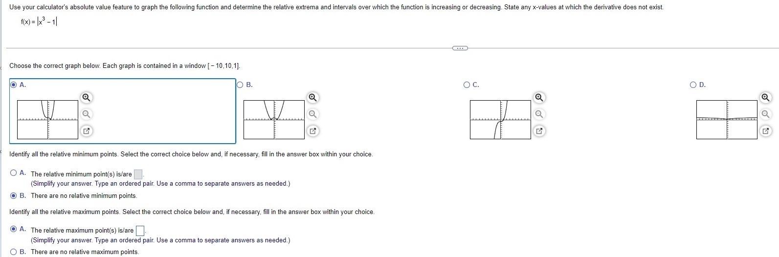 Solved Use your calculator's absolute value feature to graph | Chegg.com