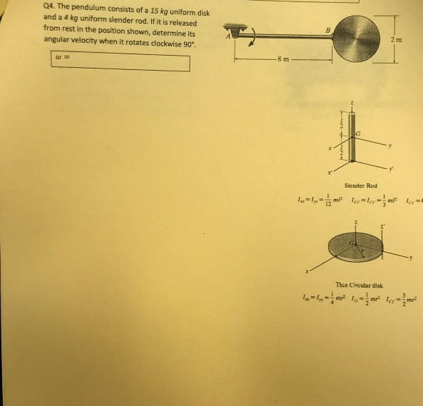 Solved Q4、The pendulum consists of a 15 kg uniform disk and | Chegg.com