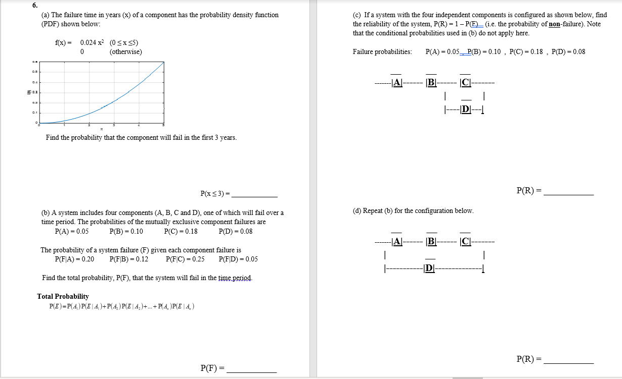 Solved 6. (a) The failure time in years (x) of a component | Chegg.com