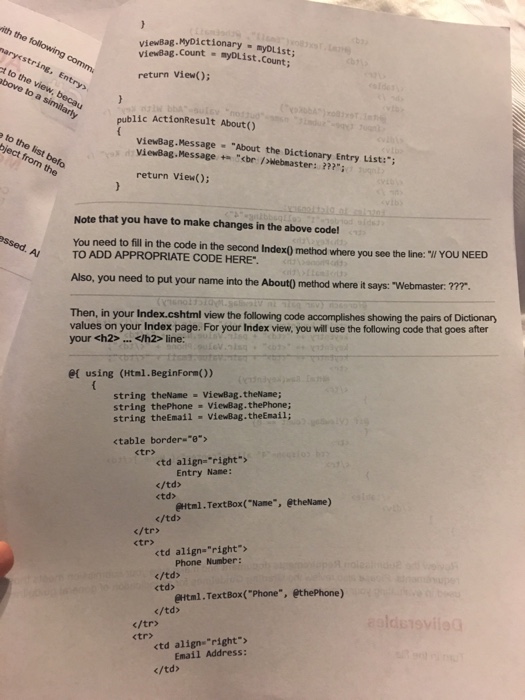 Solved In C#, please provide an Index() method that will | Chegg.com