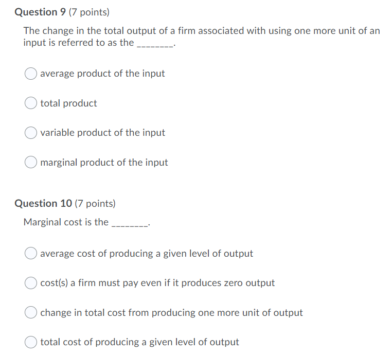 Solved Question 9 (7 points) The change in the total output | Chegg.com