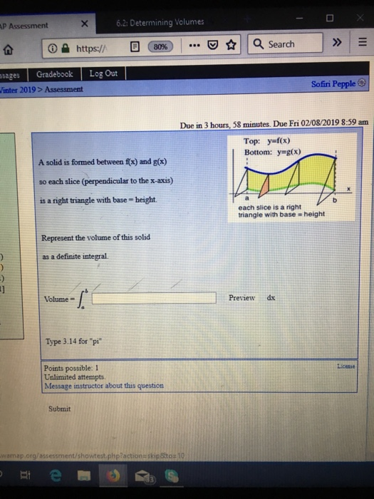 Solved essment 6.2: Determining Volumes ⓘ슐 https:// 目 (80% ) | Chegg.com