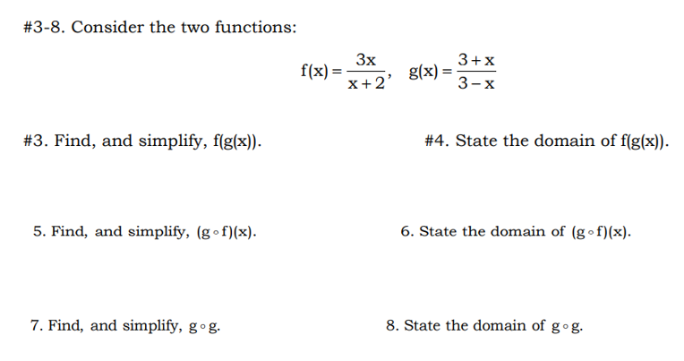 Solved \#3-8. Consider the two functions: | Chegg.com