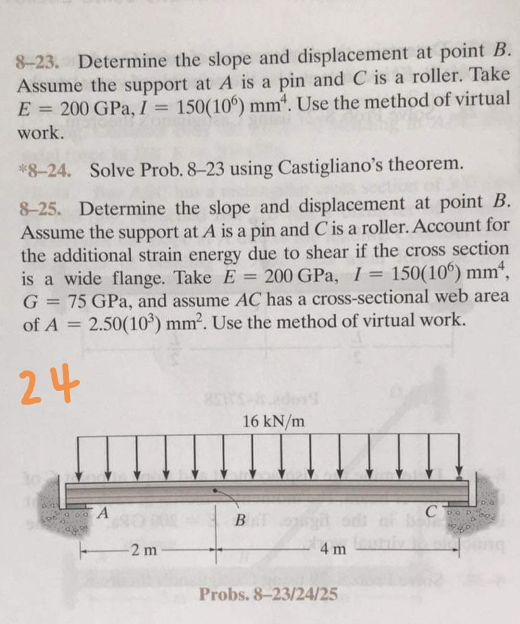 Solved 8-23. Determine the slope and displacement at point | Chegg.com