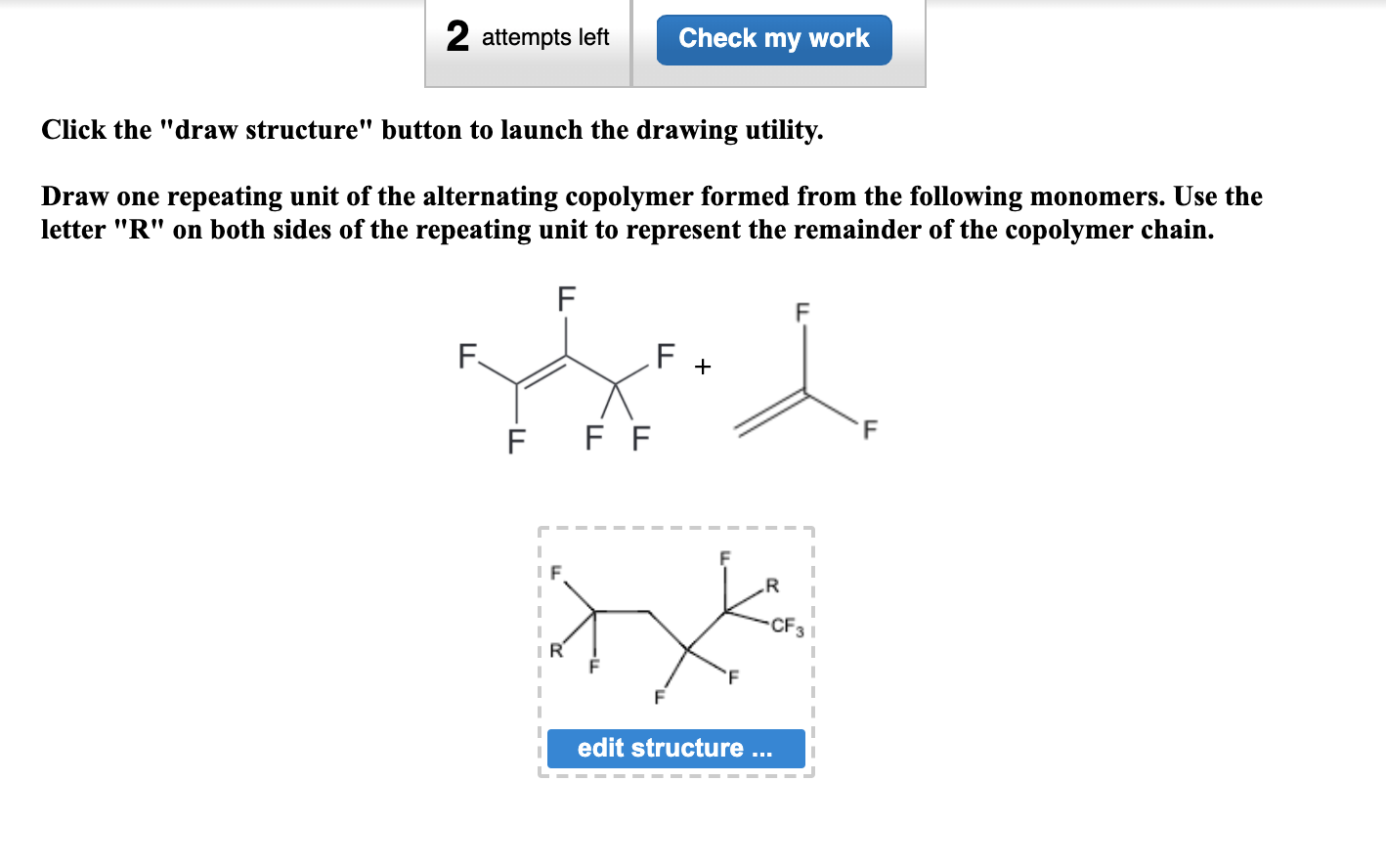 Solved 2 attempts left Check my work Click the "draw | Chegg.com