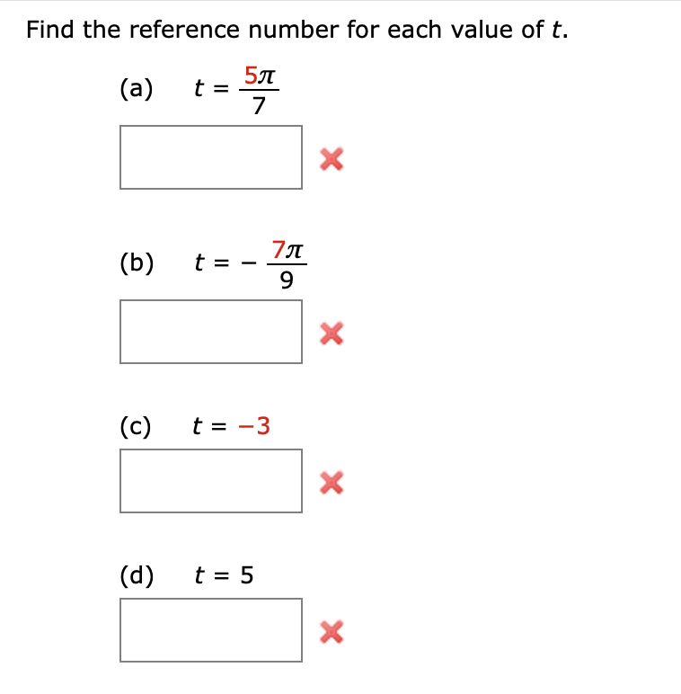 Solved Find the reference number for each value of t. (a) 51 | Chegg.com