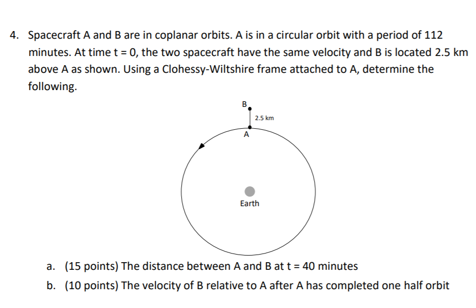 4. Spacecraft A and B are in coplanar orbits. A is in | Chegg.com