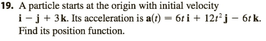 Solved 19. A particle starts at the origin with initial | Chegg.com