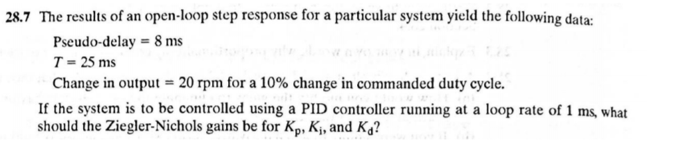 Solved 28.7 The results of an open-loop step response for a | Chegg.com