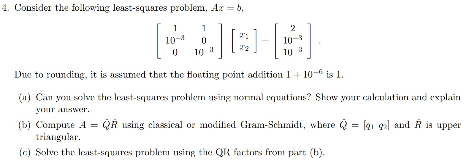 Solved Consider the following least-squares problem, Ax = | Chegg.com