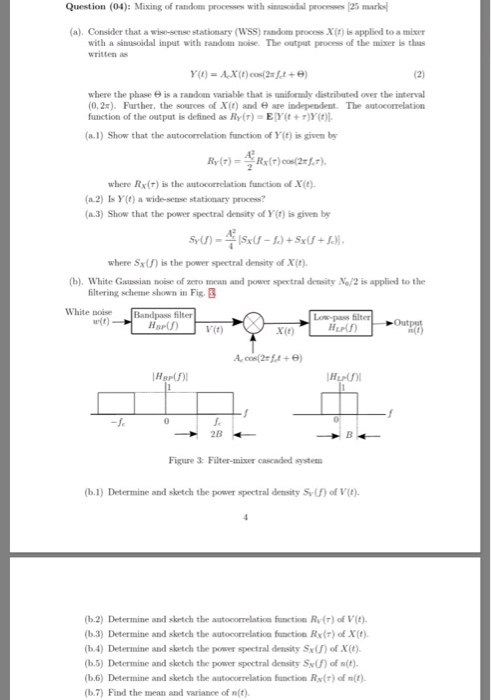 Solved Mixing of random processes with sinusoidal processes | Chegg.com
