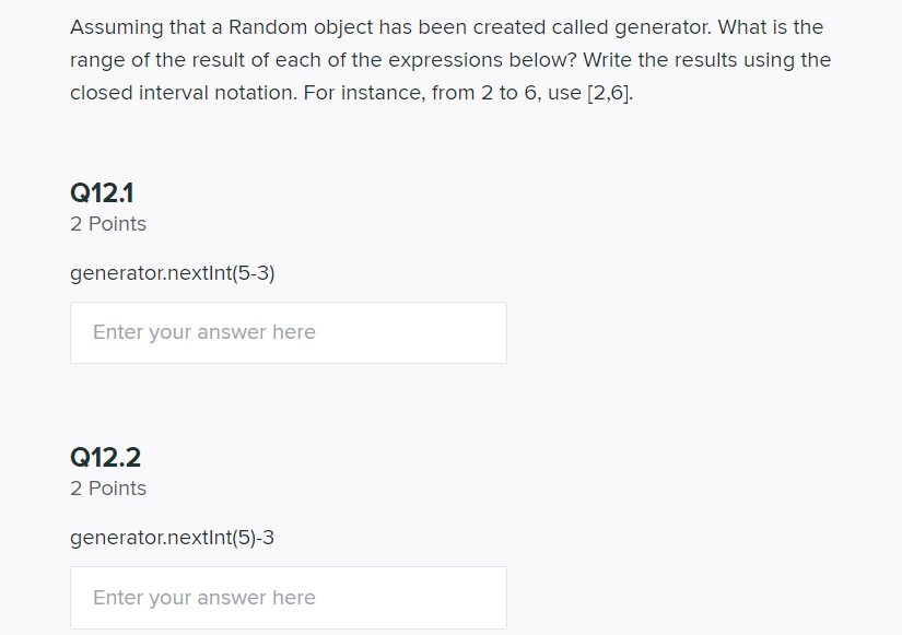 Solved Assuming that a Random object has been created called | Chegg.com