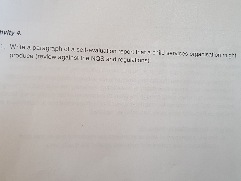 tivity 4. 1. Write a paragraph of a self-evaluation | Chegg.com