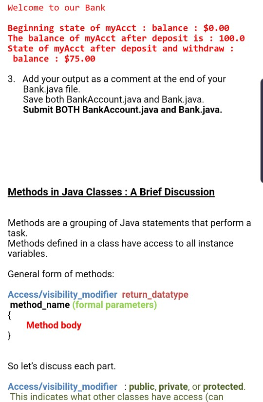 Solved Instructions: 1. Create the BankAccount class in a | Chegg.com