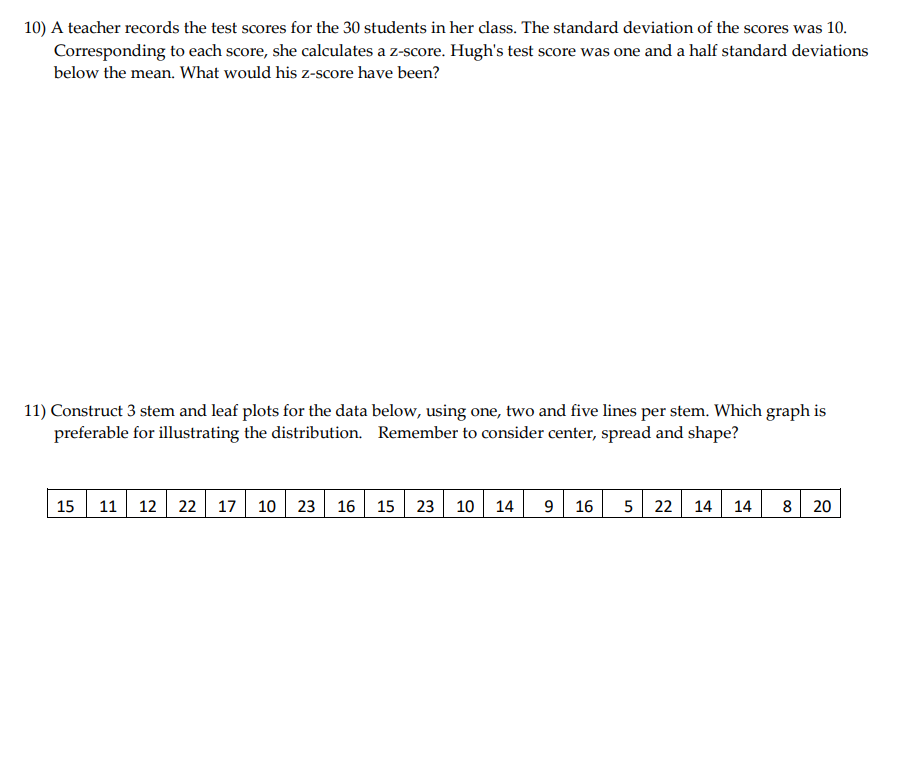 Solved 10) A teacher records the test scores for the 30 | Chegg.com