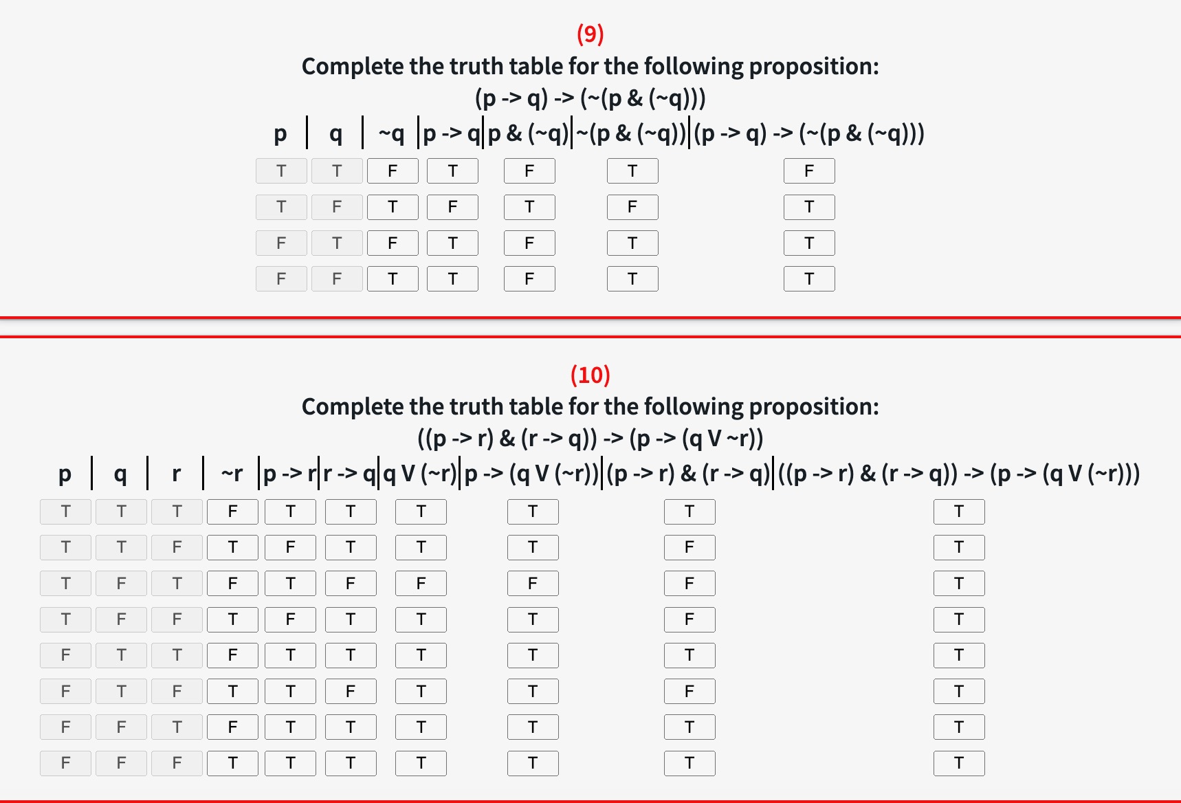 Complete the truth table for the following | Chegg.com
