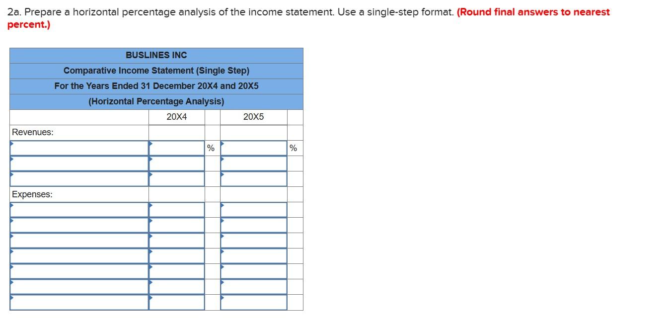 Solved Buslines Inc.'s income statement (condensed) for two | Chegg.com