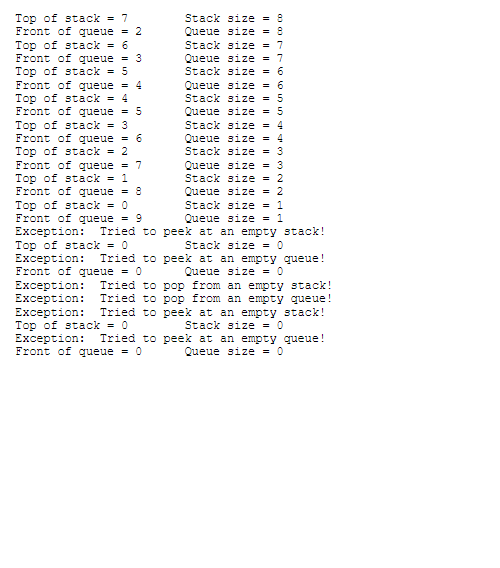 Solved ECE 1410 Generic Stacks and Queues Requirements | Chegg.com Solved ECE 1410 Generic Stacks and Queues Requirements | Chegg.com