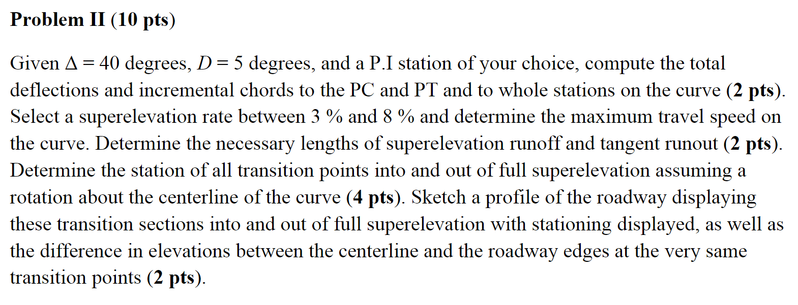 Solved Problem II (10 pts) = a Given A = 40 degrees, D = 5 | Chegg.com