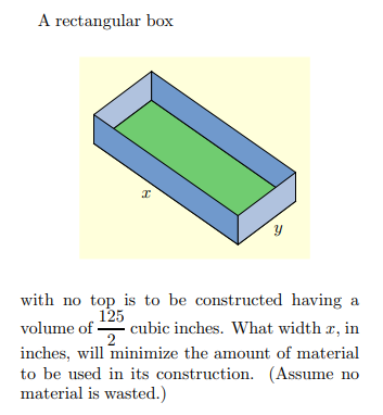 Solved A rectangular box C y 2 with no top is to be | Chegg.com