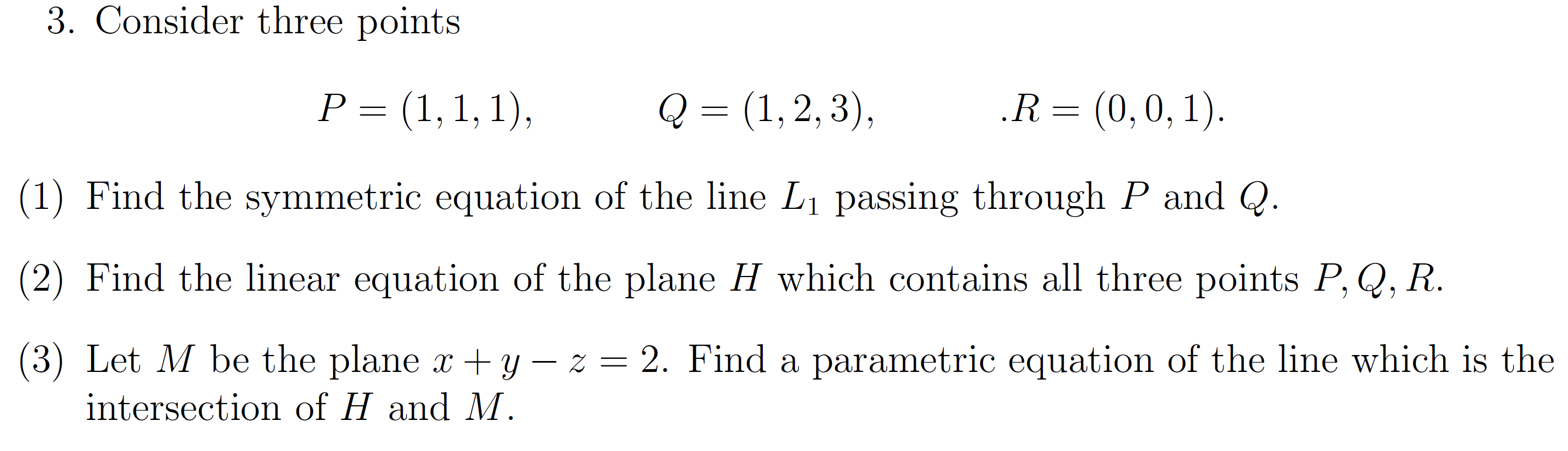 Solved 3. Consider three points | Chegg.com