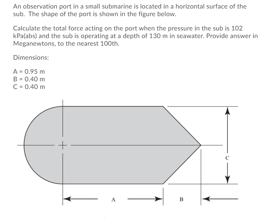 Solved An observation port in a small submarine is located | Chegg.com
