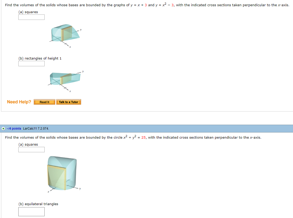Solved Find the volumes of the solids whose bases are | Chegg.com