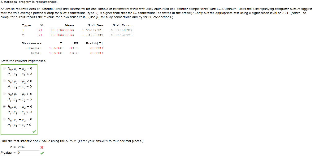 Solved 4 statistical program is recommended. An article | Chegg.com