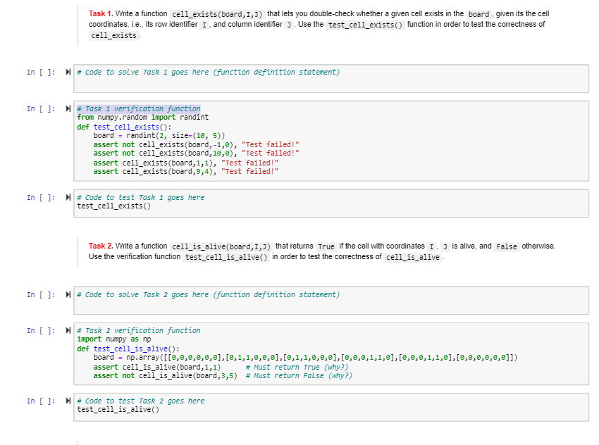 Solved Task 1. Write a function cell_exists(board, 1,5) that | Chegg.com