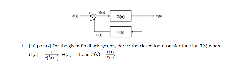 Solved 1. [10 points] For the given feedback system, derive | Chegg.com