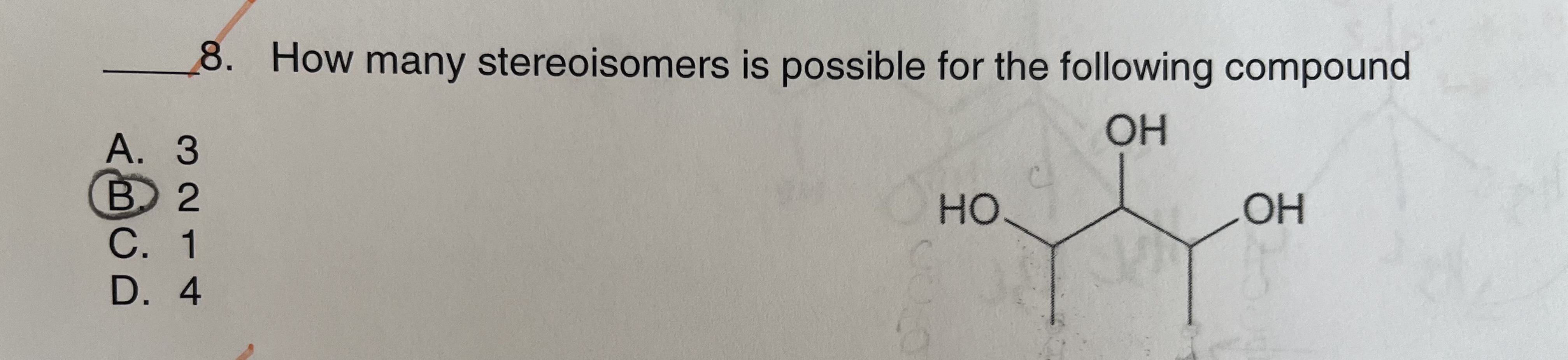 Solved How many stereoisomers is possible for the following | Chegg.com