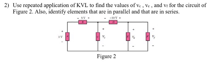Solved 2) Use repeated application of KVL to find the values | Chegg.com