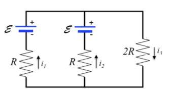 Solved Two ideal batteries and three resistors are connected | Chegg.com