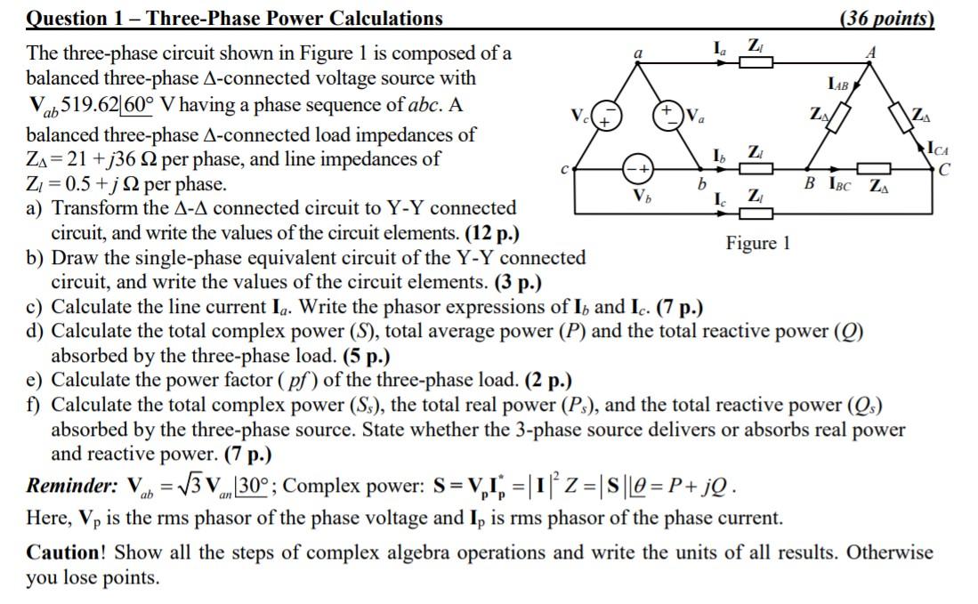 Solved LAB ZA 1) Z C b Z Question 1 - Three-Phase Power | Chegg.com