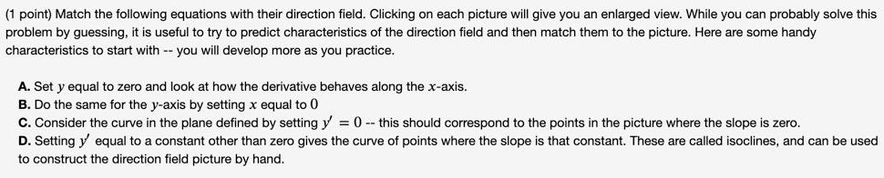 Solved (1 point) Match the following equations with their | Chegg.com