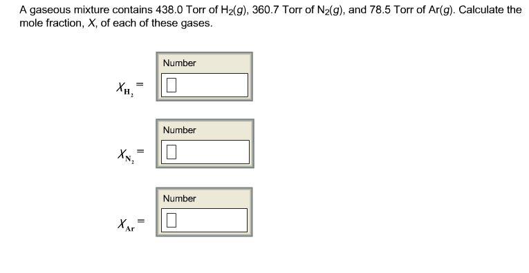 Solved A gaseous mixture contains 438.0 Torr of H2(g), 360.7 | Chegg.com