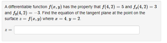Solved A differentiable function f(x,y) has the property | Chegg.com