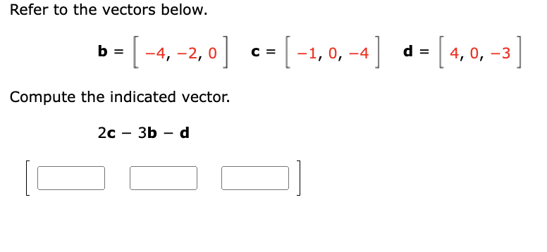 Solved Refer to the vectors below. | Chegg.com