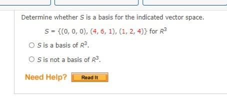Solved Determine whether S is a basis for the indicated | Chegg.com