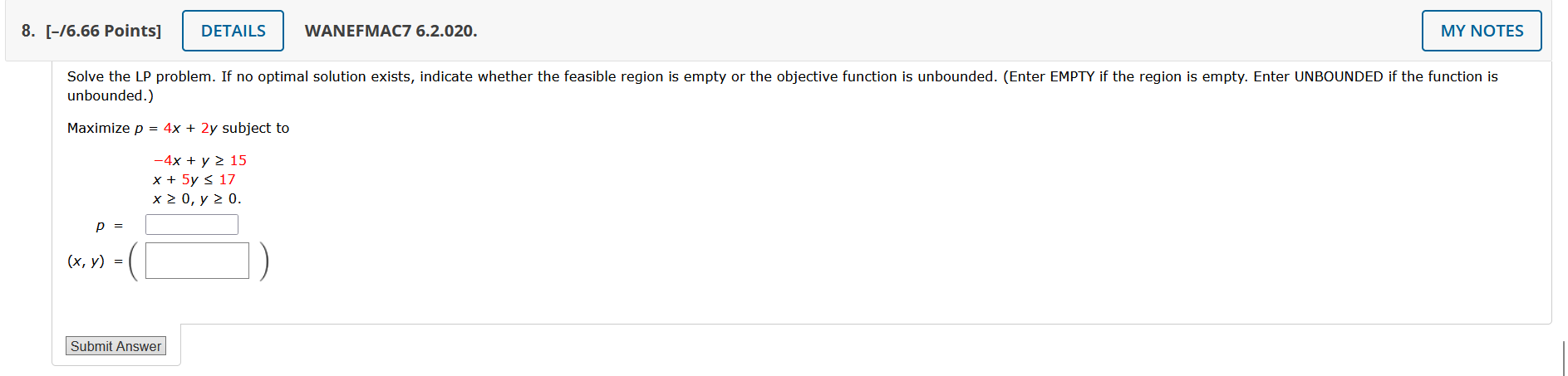 Solved unbounded.) Maximize p=4x+2y subject to | Chegg.com