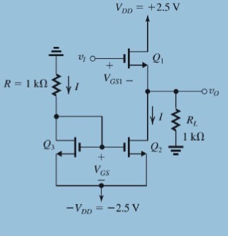 Solved 12.2 A source-follower circuit using NMOS transistors | Chegg.com