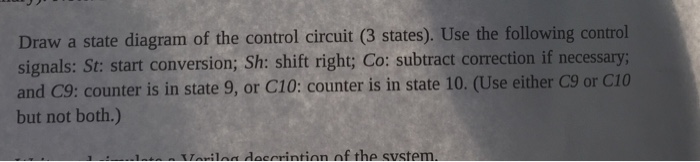 Draw a state diagram of the control circuit (3 | Chegg.com