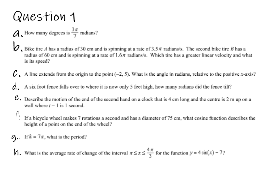 Solved 3л Question 1 a 2. How many degrees is ** radians ? | Chegg.com