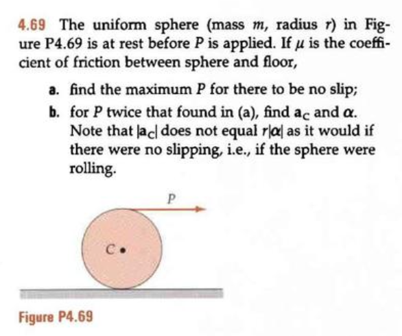 Solved 4.69 The uniform sphere (mass m, radius r ) in Figure | Chegg.com