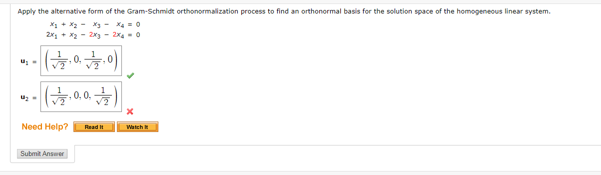 Solved Apply the alternative form of the Gram-Schmidt | Chegg.com